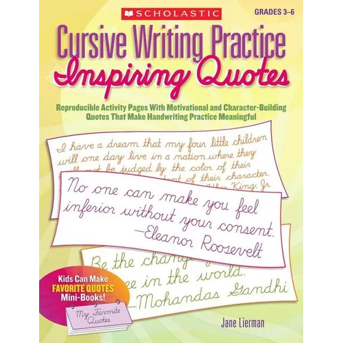 Cursive Writing Practice: Inspiring Quotes: Reproducible Activity Page ...